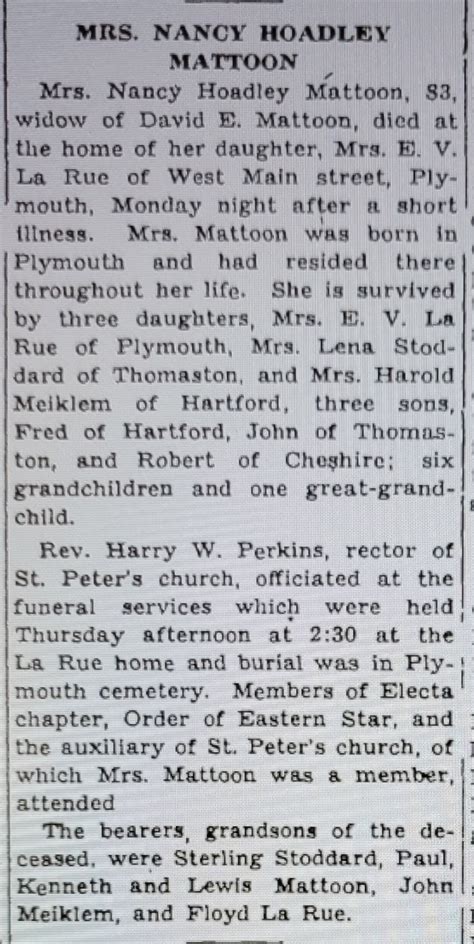 Nancy J Hoadley Mattoon 1849 1932 Find A Grave Memorial