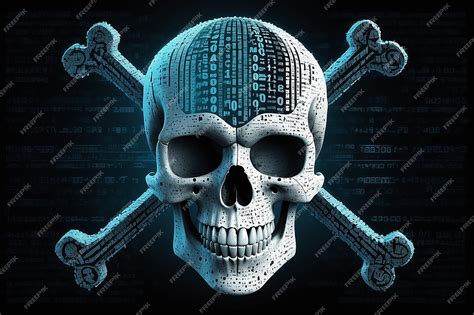 Premium Photo Internet Security And Malware Concept Illustration A Skull And Bones Symbol Made