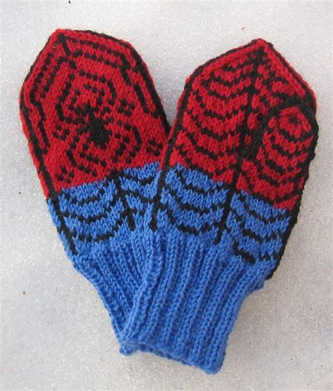 Free Knitting Pattern For Spiderman Mittens Spiderman Hat Knitting