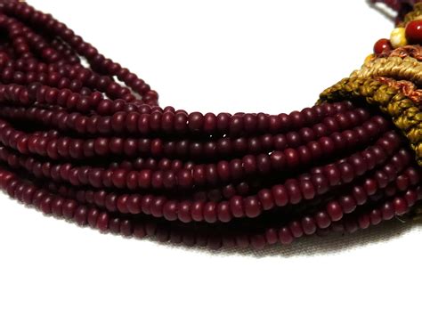 Joan Babcock Micro Macrame Multi Burgundy Glass Beads Etsy