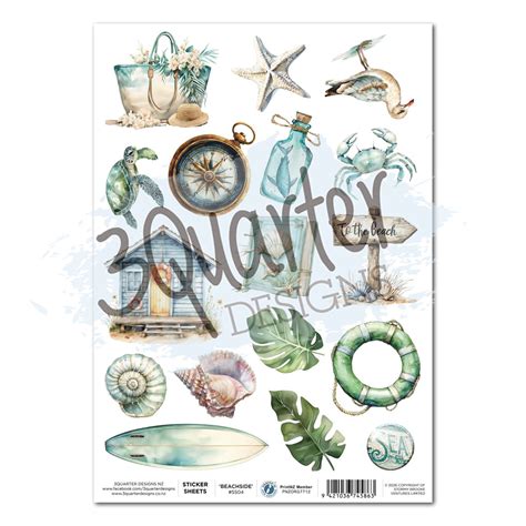 3quarter Designs Beachside Life Sticker Sheet A4 All About