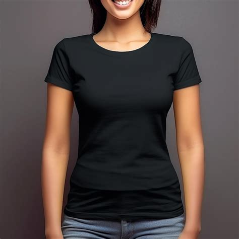 80000 Female Black Tshirt Mockup Pictures