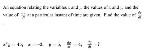 Solved An Equation Relating The Variables X And Y The