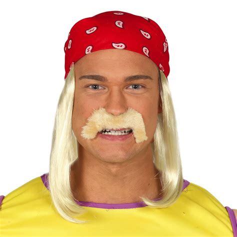 Blond Parykk Med Skjerf Og Bart Partyking