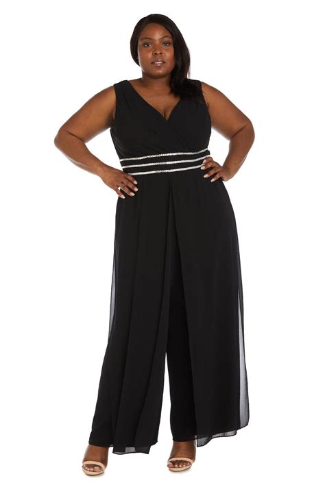 Black Randm Richards 9365w Long Formal Plus Size Jumpsuit Formal