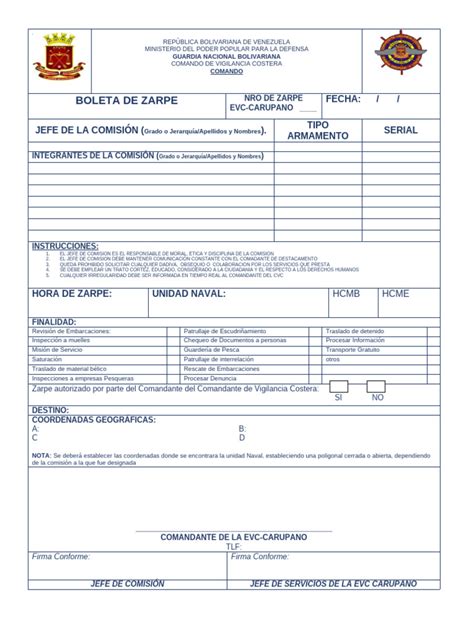Boleta De Zarpe Pdf