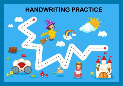 Handwriting Practice Sheet Stock Vector Illustration Of Homework