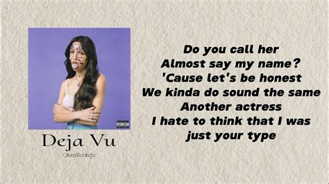 Deja Vu Olivia Rodrigo Lyrics Youtube