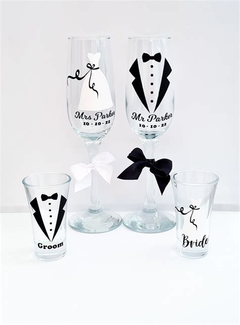 Personalised Wedding Day Flutes Bride And Groom Wedding Champagne Glass