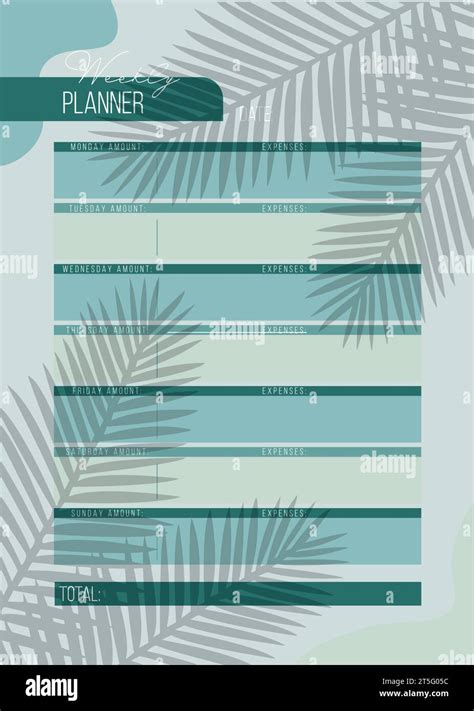 Personal Weekly Budget Planner In A4 Format Finance Income And