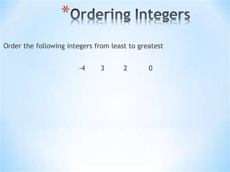 Comparing And Ordering Integers Ppt