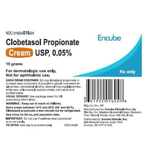Clobetasol Propionate Steroid Cream 005 15 Grams — Mountainside