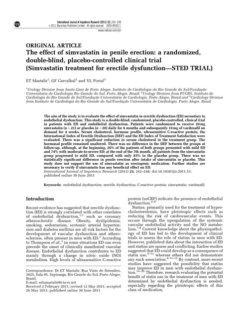 Pdf The Effect Of Simvastatin In Penile Erection A Randomized