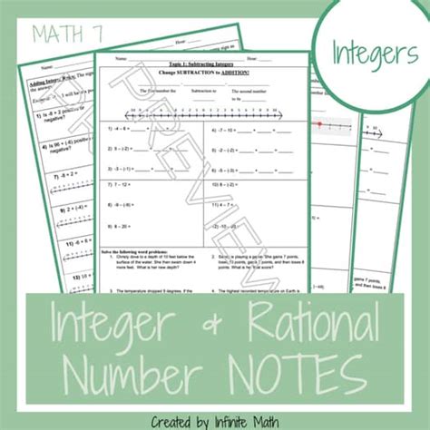 Integer And Rational Number Guided Notes By Infinite Math Tpt