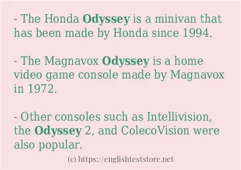 Some Example Sentences Of Odyssey Englishteststore Blog