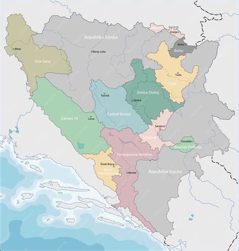 보스니아 헤르체고비나지도 프리미엄 벡터