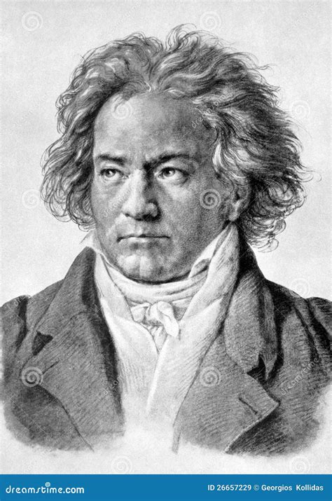 Beethoven Portrait In Line Art Illustration Cartoon Vector