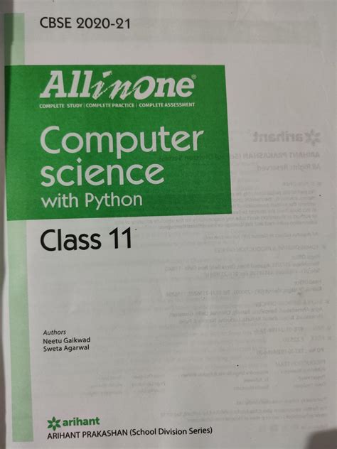 All In One Computer Science With Python Cbse Class 11th Books