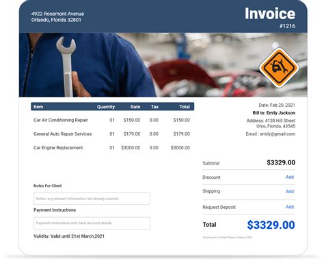 Plumbing Repair Invoice Template