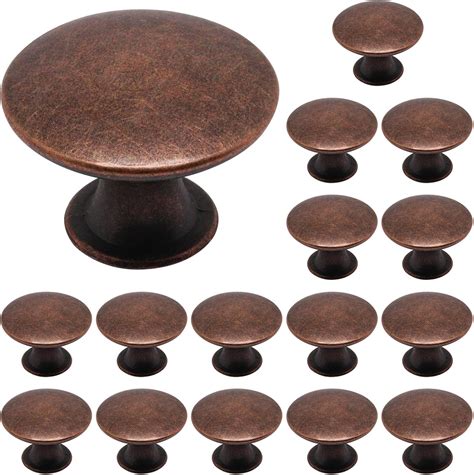 Swzhai 16 Pcs Oil Rubbed Bronze Cabinet Knobs Round Dresser Knob Kitchen Drawer Knobs Single