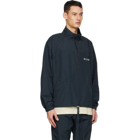 Essentials Ssense Exclusive Navy Half Zip Track Jacket Essentials