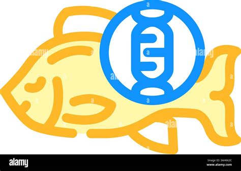 Fish With Dna Genetic Engineering Color Icon Vector Illustration Stock