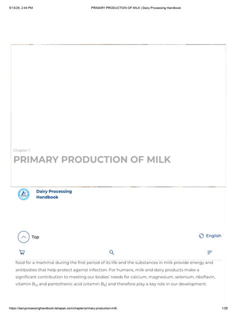 Primary Milk Production Overview Pdf Dairy Milk