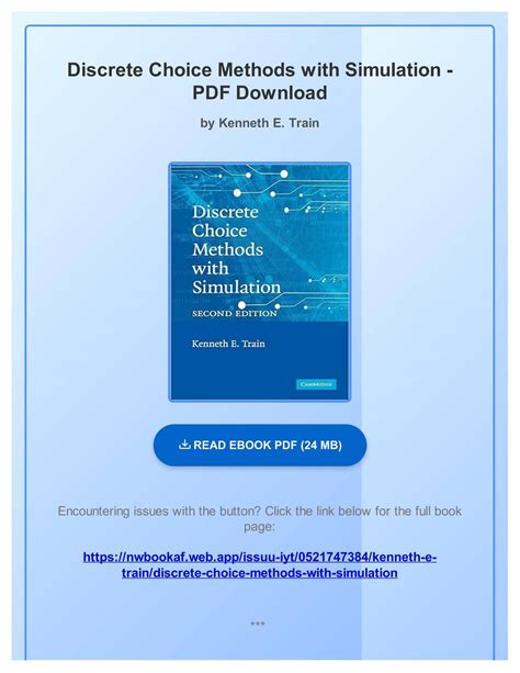 Pdf Discrete Choice Methods With Simulation By Kenneth E Train By