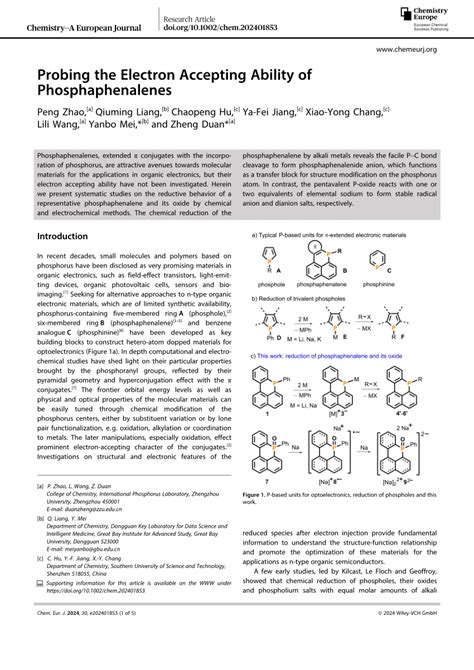 Probing The Electron Accepting Ability Of Phosphaphenalenes Request Pdf