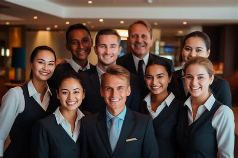 Premium Ai Image Hospitality Smiles Hotel Staff Group Portrait