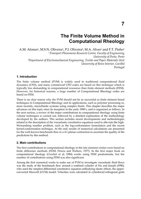 Pdf The Finite Volume Method In Computational Rheology