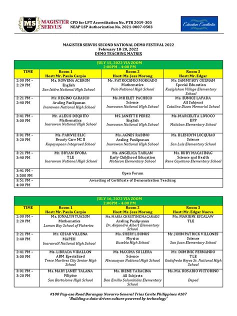 Demo Teaching Matrix Pdf