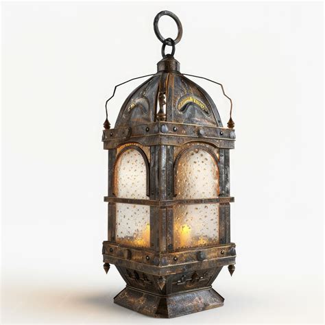 3d Model Of A Medieval Lantern With Iron Casing And Glass Panels
