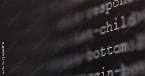 4k close up shot programming tag coding on screen background concept