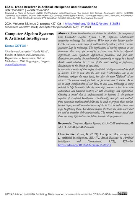 Pdf Computer Algebra Systems And Artificial Intelligence