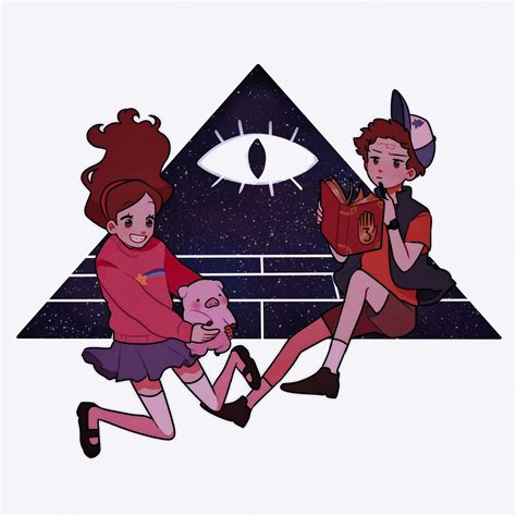 Mabel Pines Dipper Pines Bill Cipher And Waddles Gravity Falls