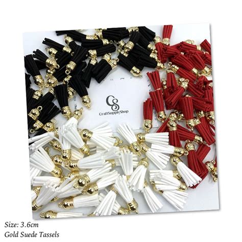 36cm Suede Gold Cap Tassels Craftsupplyhq