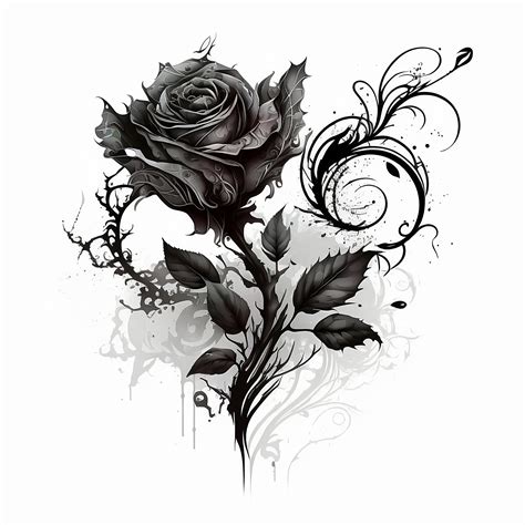 Rose Tattoo Design White Background Png File Download High Resolution