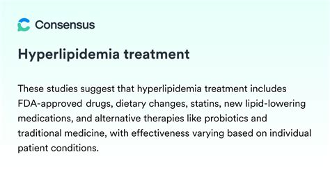 Hyperlipidemia Treatment Consensus Academic Search Engine