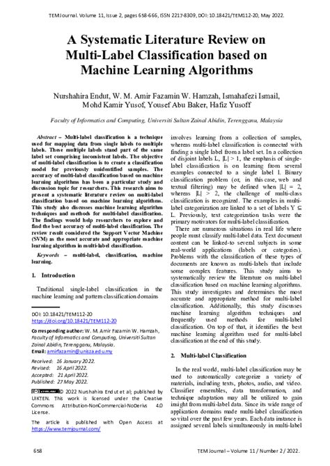 (PDF) A Systematic Literature Review on Multi-Label Classification based on Machine Learning ...
