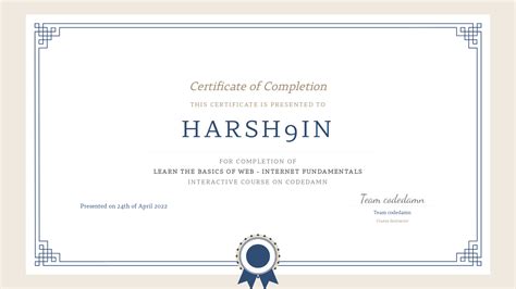 Harshs Certification For Learn The Basics Of Web Internet