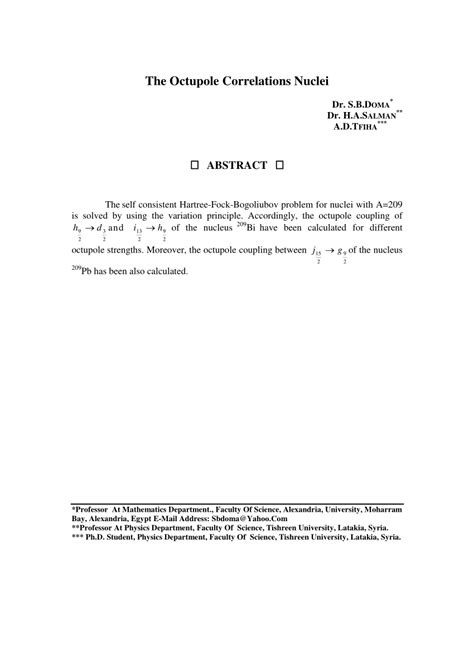 Pdf The Octupole Correlations Nuclei