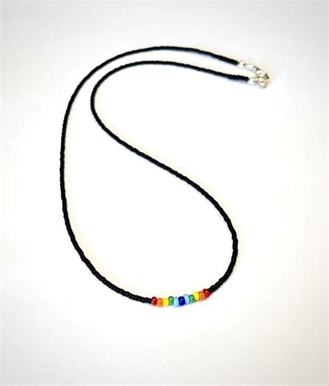 Teeny Tiny Seed Bead Minimalist Style Necklace Beaded Layering Necklace Simple Boho Rainbow
