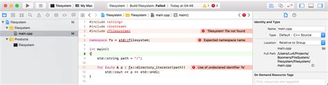 C `filesystem` With C17 Doesnt Work On My Mac Os X High Sierra