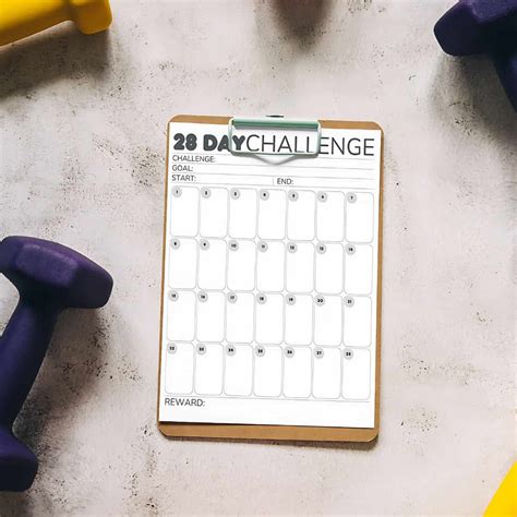 28 Day Challenge Calendar Free Printable Pdf