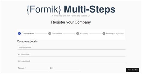 Formik Multi Steps Codesandbox