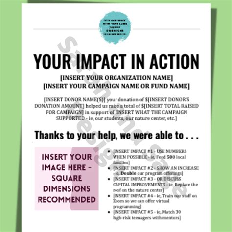 Impact Statement Template Donor Stewardship Materials Etsy