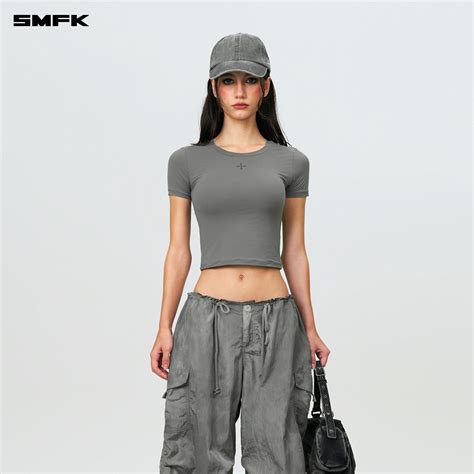 Compass Hug Skin Tight Fitting Tee Dark Gray Smfk Official