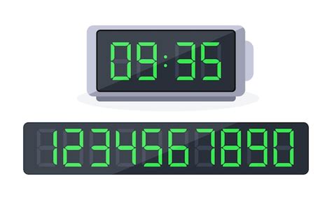Premium Vector Digital Clock And Set Of Glowing Numbers Alarm Clock