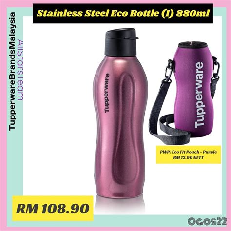 7jenis Tupperware Thermal Potbelly Flask 1l Stainless Steel Flip Top Eco Bottle 880ml Flask